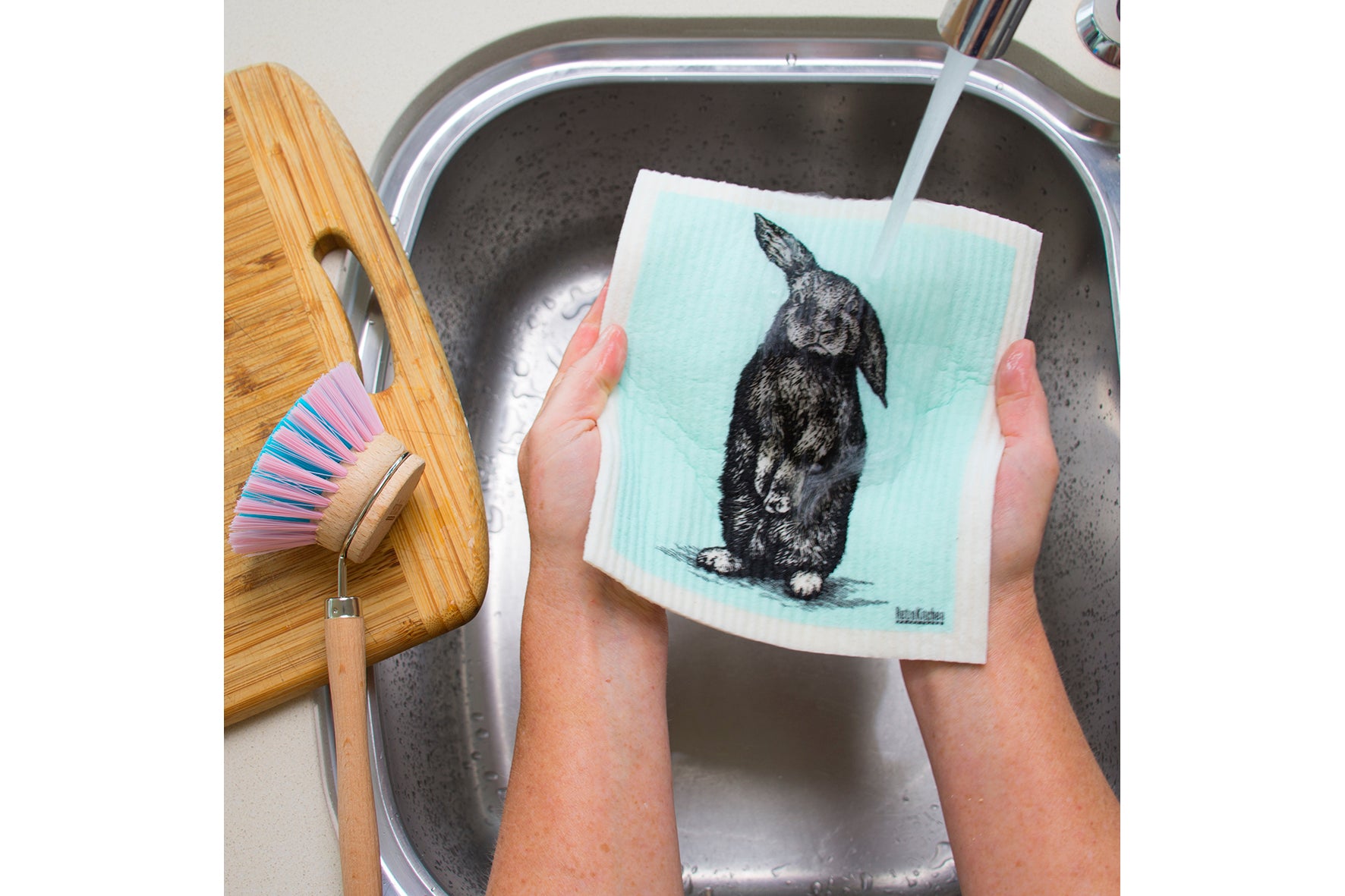 Biodegradable Kitchen Sponge Cloth | RetroKitchen | Rabbit design